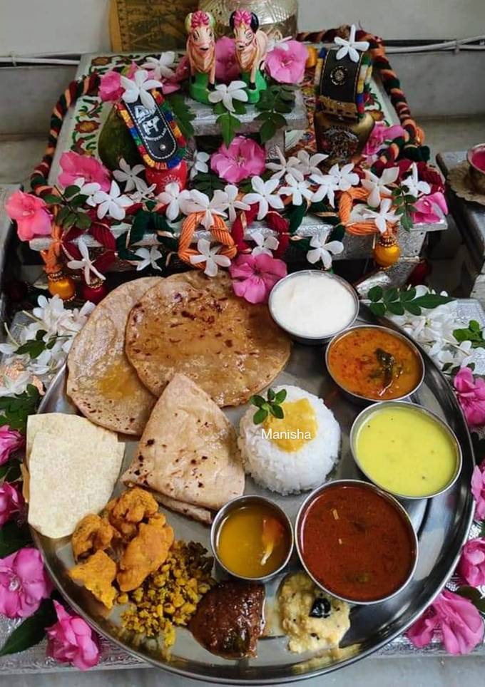 Maharashtrian Puranpoli Thali (Pola Special) Recipe by Manisha Malvi ...