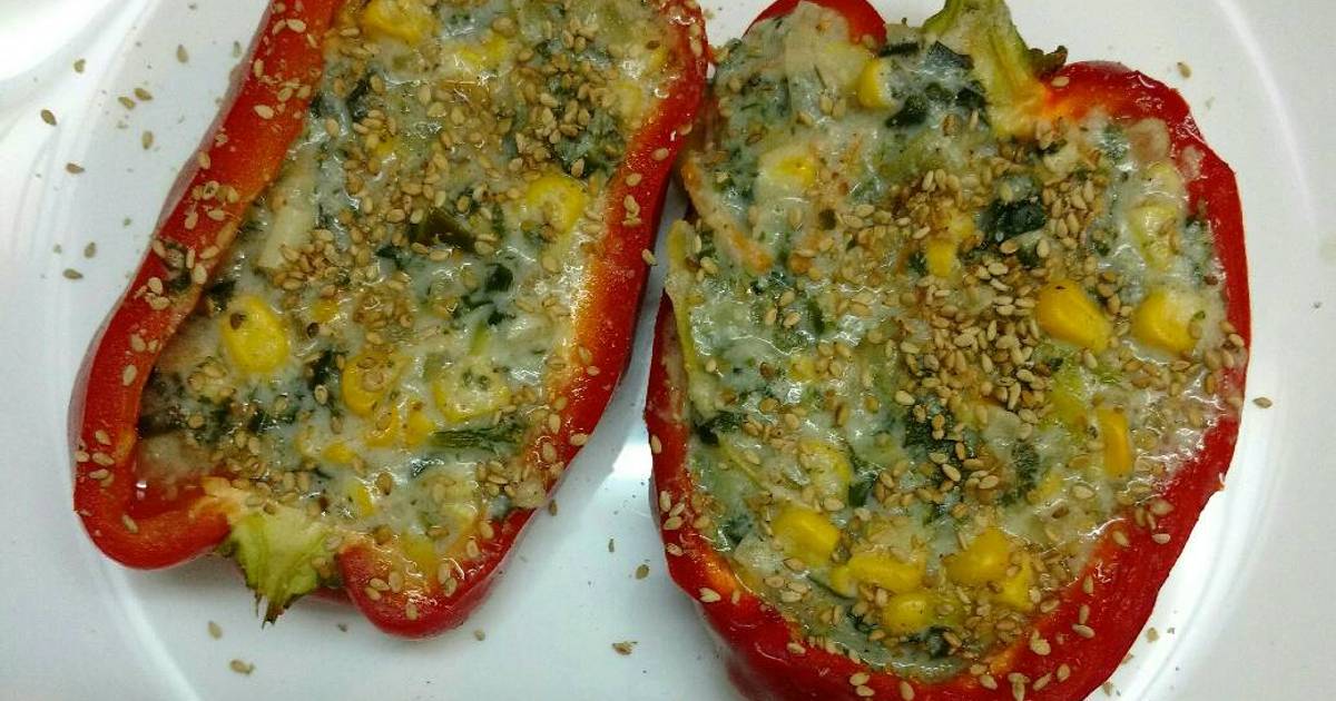 Morrones rellenos full vegetales Receta de Julieta Luján- Cookpad
