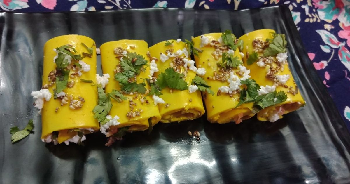 Stuffed Khandvi Recipe by Shifali Gupta - Cookpad