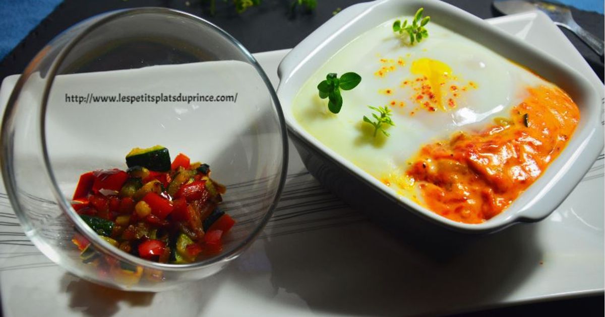 Baked Eggs With Red Pepper Confit Recipe By Les Petits Plats Du Prince