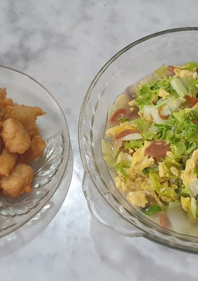 Resep Inspirasi Menu Sederhana : Tumis Sawi Putih + Dori Pop Corn oleh ...