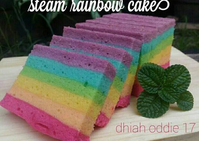 Resep Steam Rainbow Cake oleh Dhiah Oddie - Cookpad