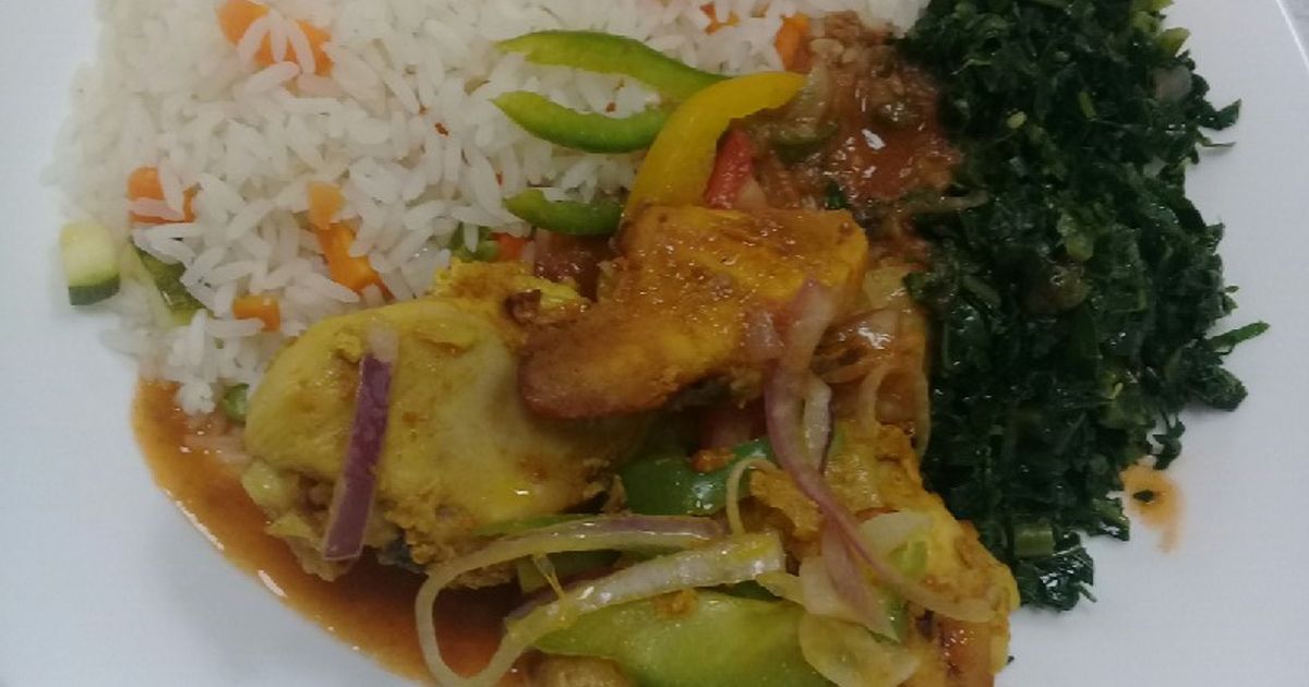 Oven Baked Chicken, Steamed Vegetable Rice N Fried Sukuma Wiki Recipe ...