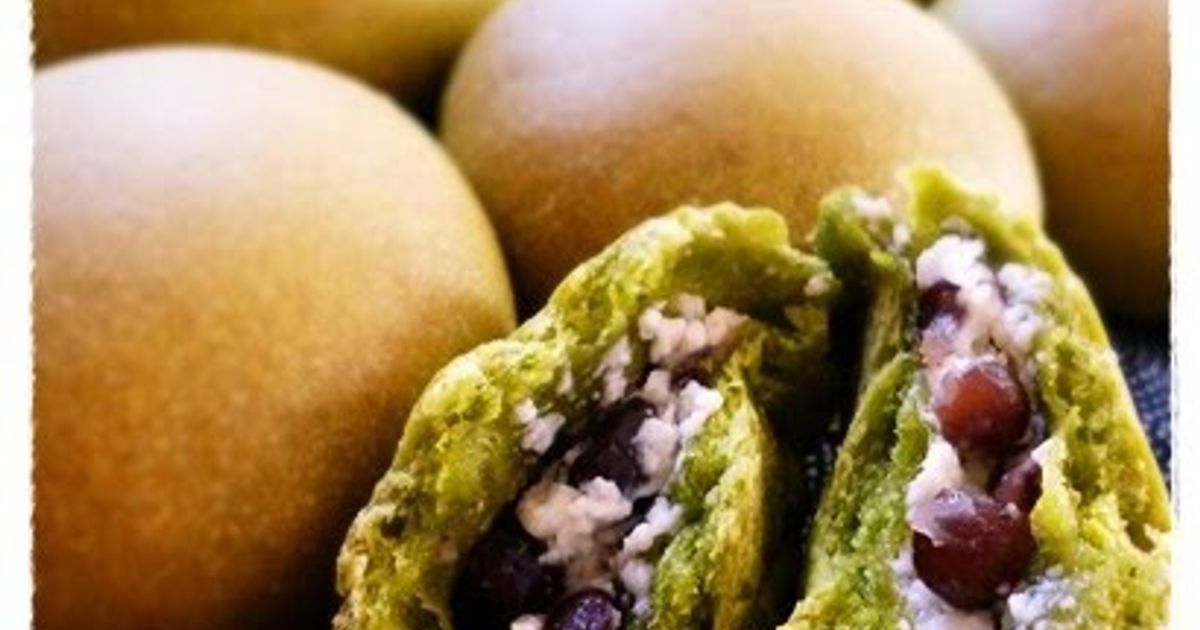 Green Tea Buns With Cream Cheese And Dainagon Adzuki Beans Recipe by ...