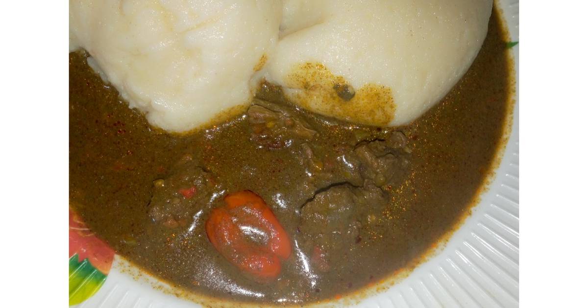 Tuwon semovita with baobab soup (Miyar Kuka) Recipe by OumHisham - Cookpad