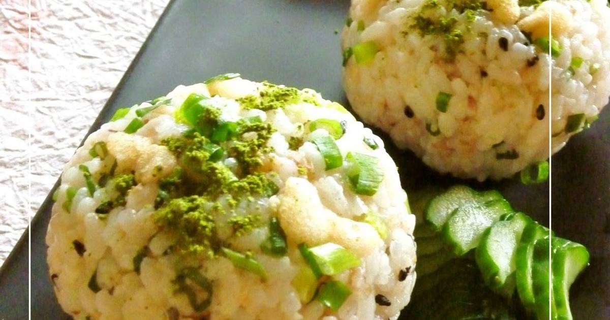 Wasabi-Flavored Rice Balls with Tempura Crumbs, Sesame Salt, and Green ...