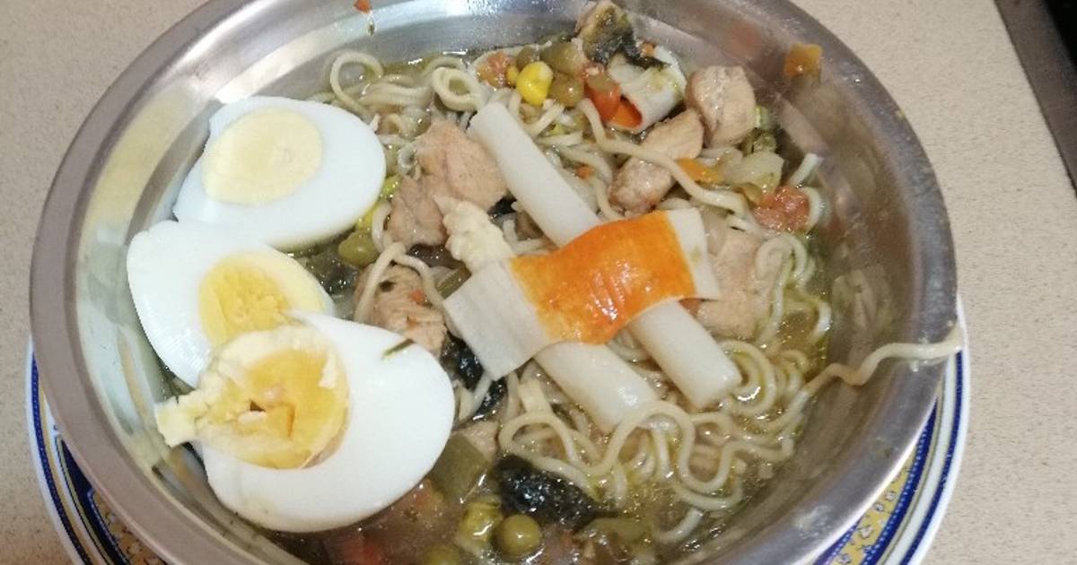 Ramen de pollo y verduras españolas Receta de sajisa- Cookpad