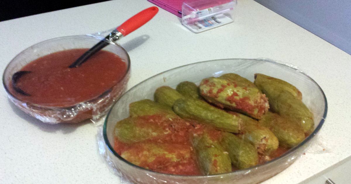 Kusa Bi Banadoora (Stuffed Zucchini Cooked In Tomato) Recipe By Rolliez
