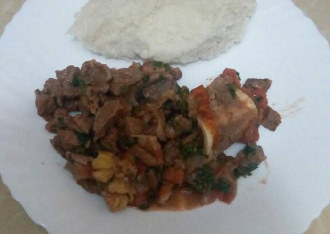 Ugali & Beef wet fry Recipe by Wendy Wandia - Cookpad