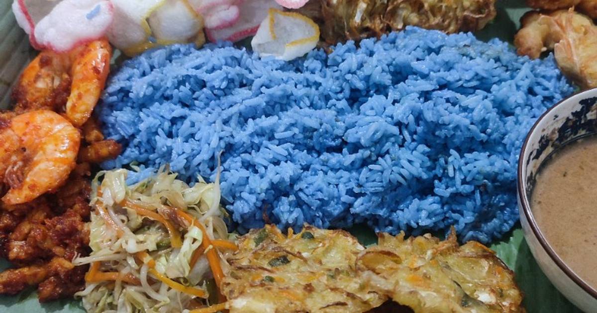 Resep Nasi Gurih Bunga Telang (rice cooker/ magicom/ magic com) oleh ...