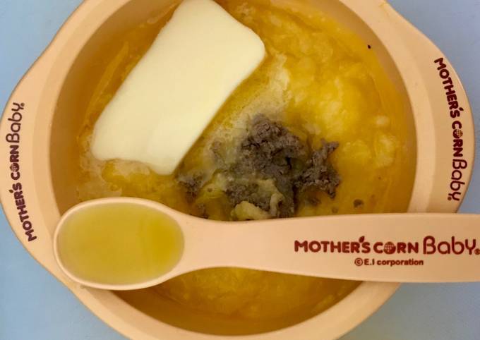 Resep Mpasi 6 bulan bubur nasi putih + kabocha merah dan ati ayam oleh ...