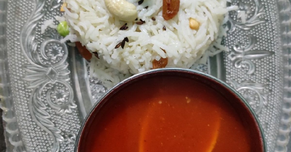 soneji banshri દ્વારા રેસીપી ટોમેટો સૂપ અને મટર પુલાવ (Tomato Soup ...