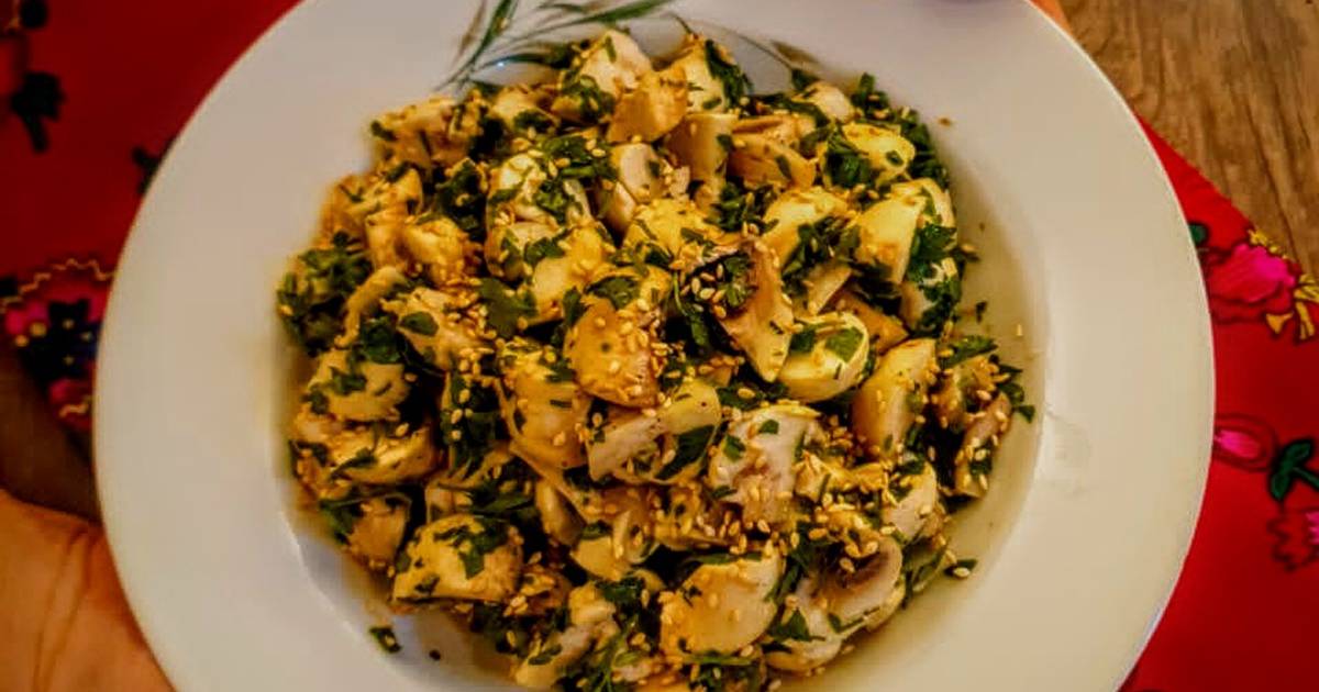 طرز تهیه سالاد قارچ و جعفری☘️🥗 (غذای نپختنی) ساده و خوشمزه توسط Parisa ...