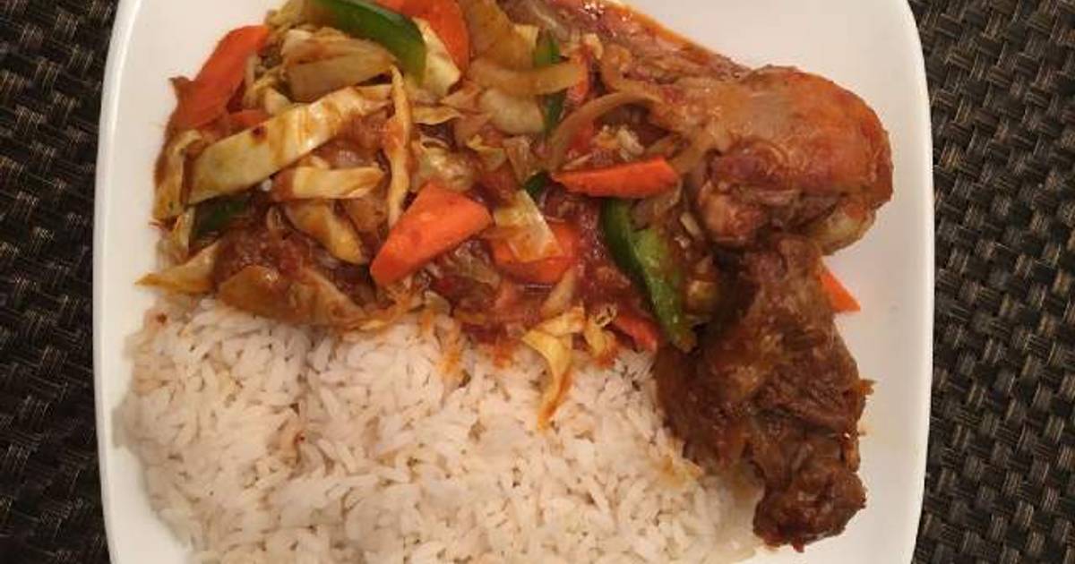 Ofada rice with chicken and vegetables Recipe by Lois Ekeleme - Cookpad