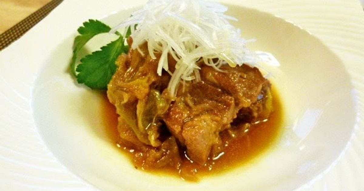 Easy Pork Shoulder Kakuni (Simmered Pork Cubes) With Leeks Recipe By ...