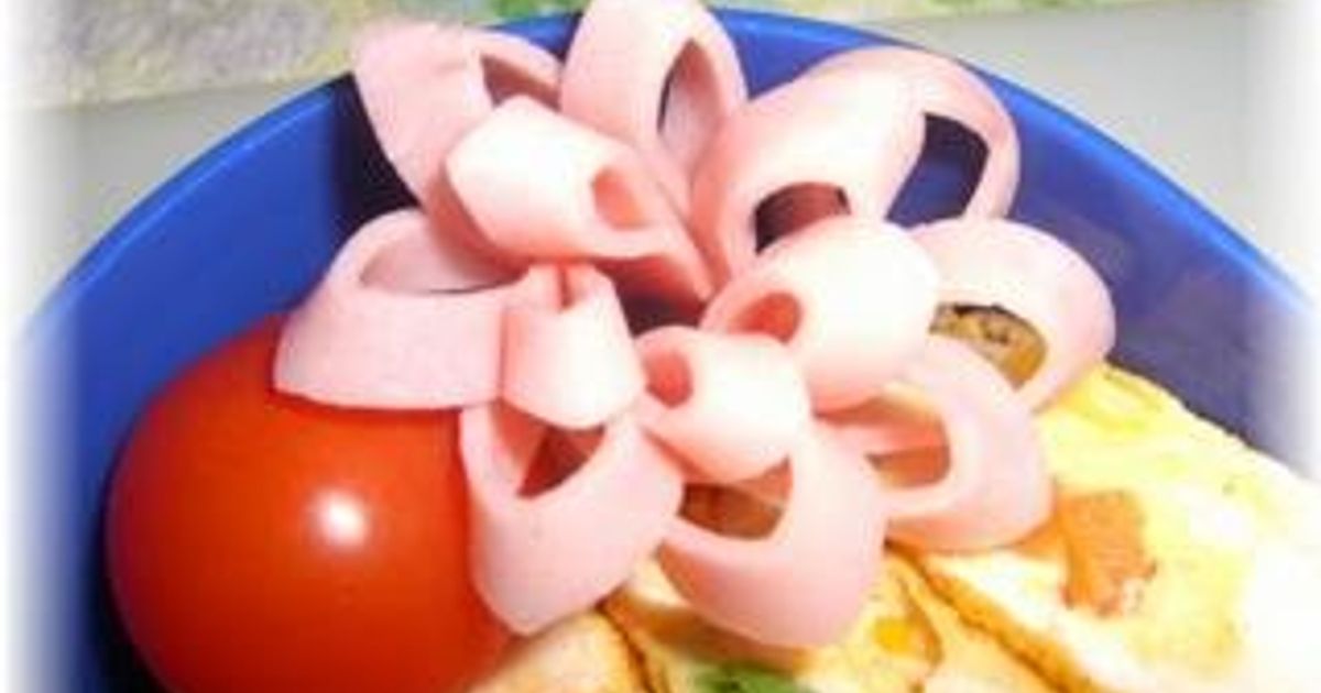 Diagonally Cut Ham Flowers: Colorful Bento Gap Fillers Recipe by ...