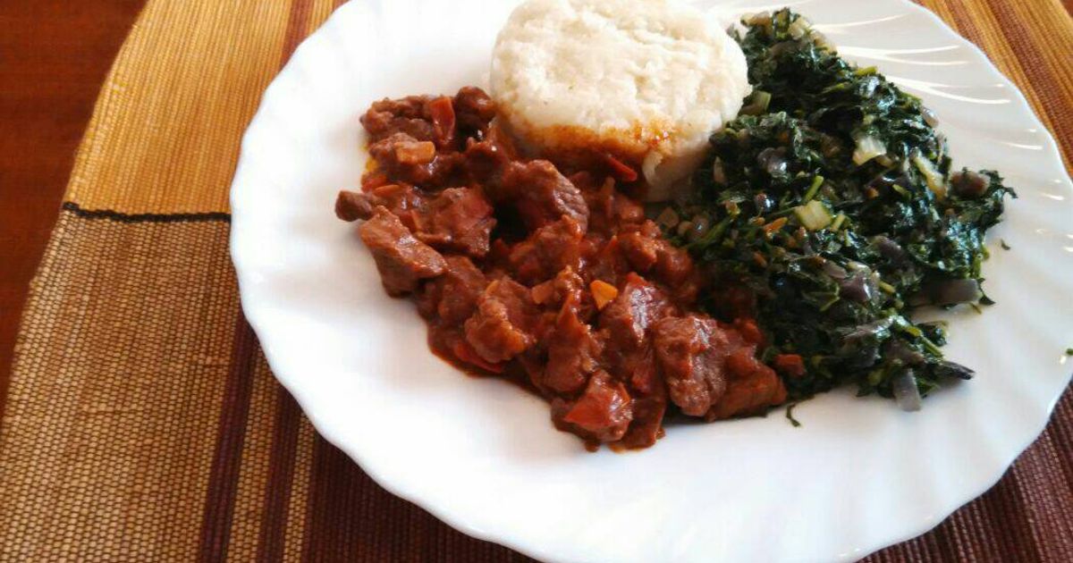 Ugali, Managu(african Nightshade) And Beef Recipe by florence Mutisya ...