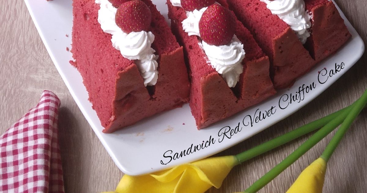 Resep Sandwich Red Velvet Chiffon Cake oleh Dapoer_Santi - Cookpad