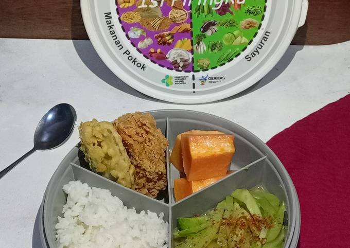 Resep Isi Piringku: Tumis Labu, Nasi Putih, Ayam, Mendoan, Pepaya oleh ...