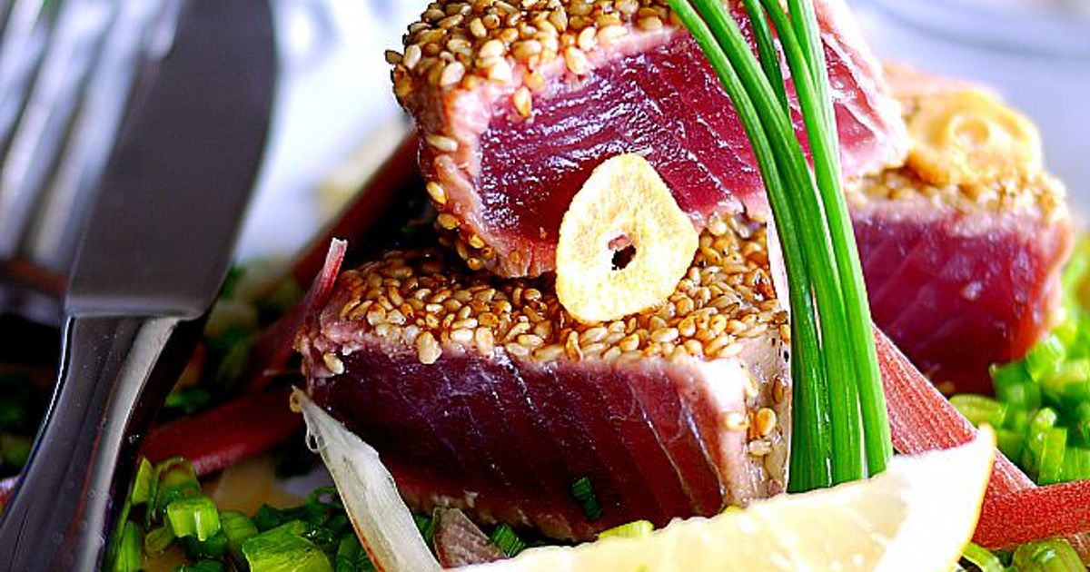 Seared Tuna Or Bonito Coated In Sesame (With Garlic Ponzu Sauce) Recipe ...