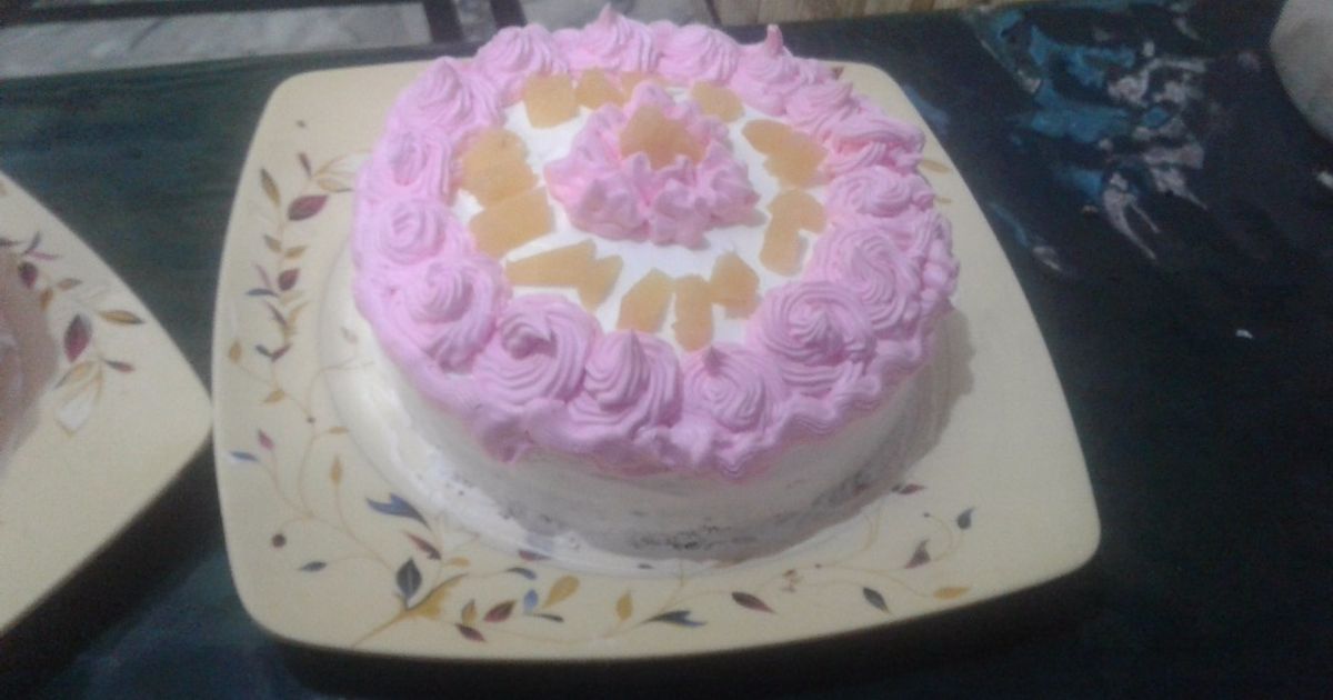 Cream Cake Pink White Recipe By Binte Hawa