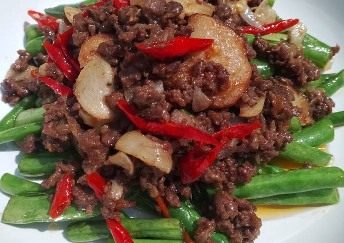 Resep Cah buncis daging cincang oleh Peppy Ispriani - Cookpad
