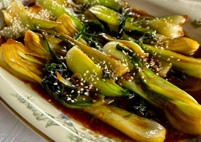 Pak choi (col china) en salsa de ostras Receta de Maria- Cookpad