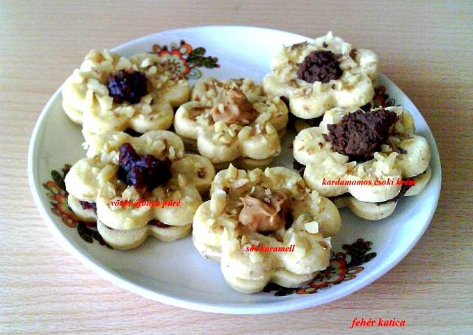 Töltött diós linzer virágok | Fehér Katica receptje - Cookpad receptek