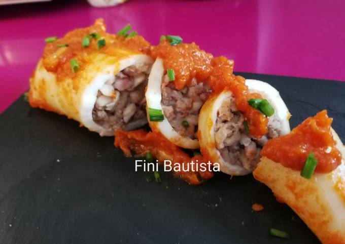 Calamares rellenos Receta de Fini Bautista Angulo- Cookpad