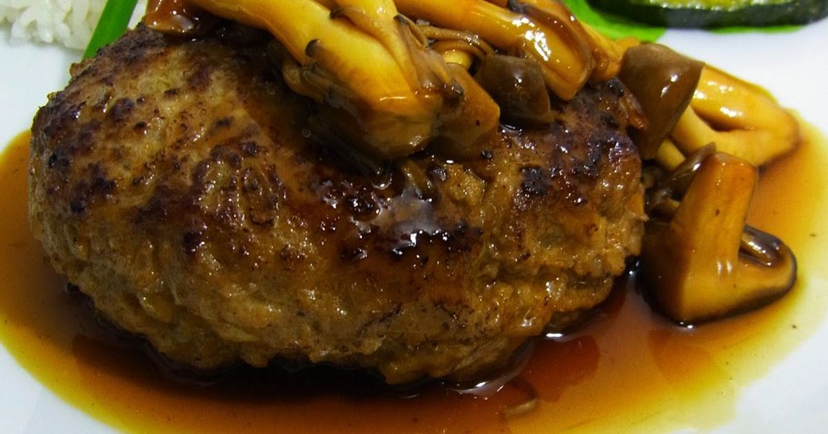 The Best Japanese Style Hamburger Patties With Mushroom Sauce Recipe By ...