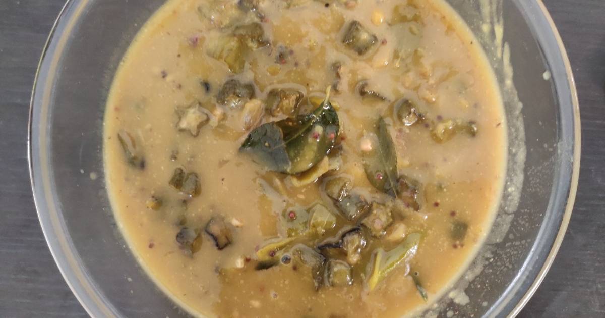 வெண்டைக்காய் வறுகடலை புளிக்குழம்பு (vendaikkaai varukadalai ...