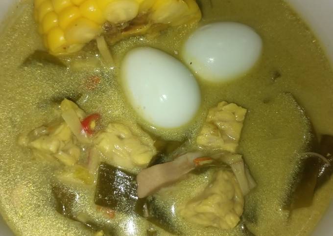 Resep Lodeh rebung,nangka muda,tempe,daun melinjo jagung & telur puyuh ...