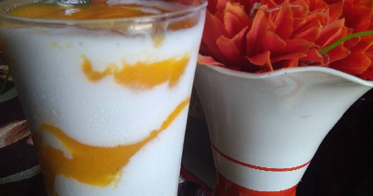 Mango whipped cream juice 😋😋 Recipe by Samreen khan - Cookpad