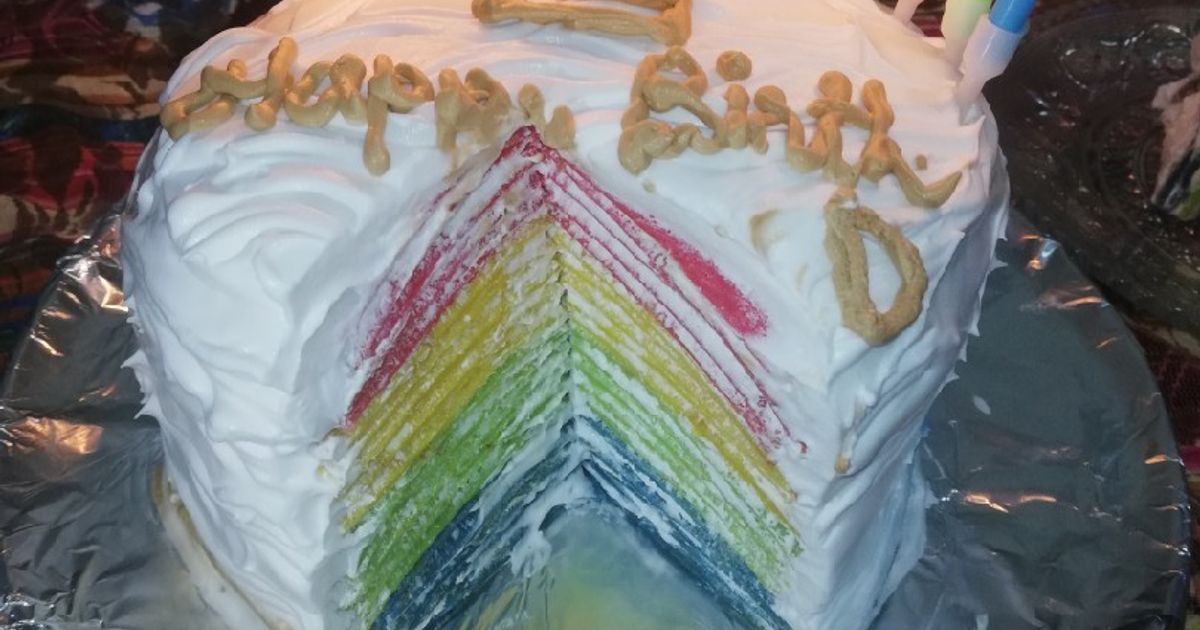 Rainbow Crepe Cake Recipe by Misha Ali - Cookpad