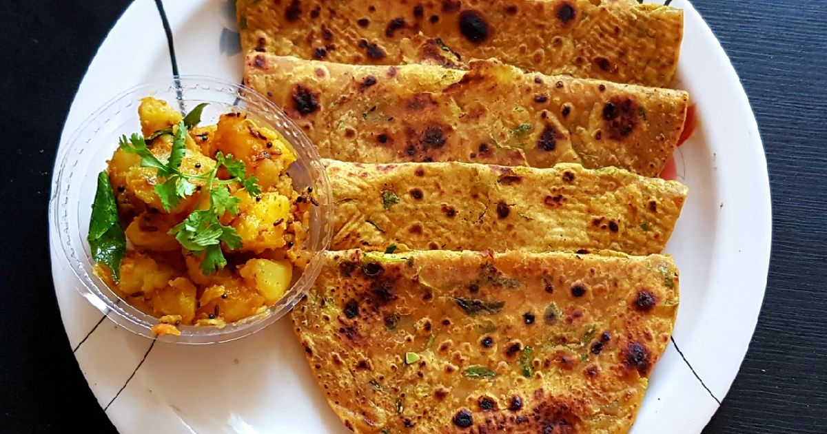 Hetal Panchal દ્વારા રેસીપી મેથી ના થેપલા બટાકા સૂકી ભાજી ગુજરાતી સ્ટાઇલ (Methi Thepla & Batata ...