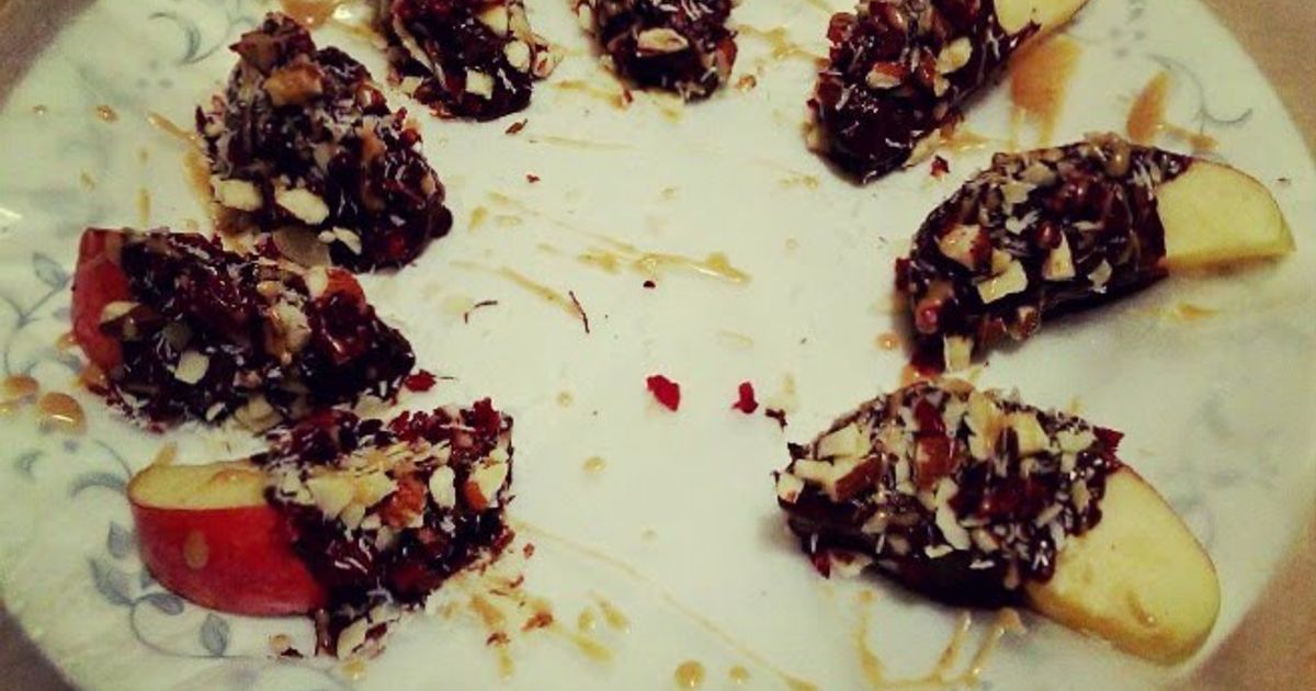 Dark Chocolate Dipped Apple Wedges Recipe By Noor Ahm