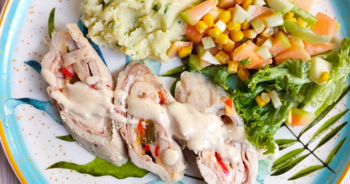 Rollo de pechuga Receta de La Sazón De liliana- Cookpad