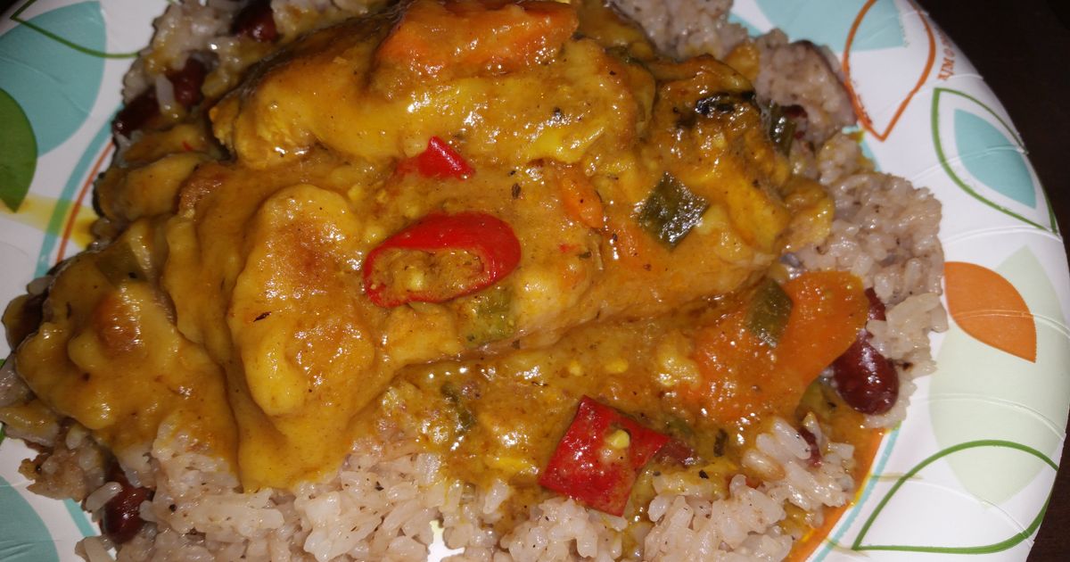 Slow Cooker Curry Chicken And Easy Rice And Peas Recipe By Iluv Cookiee