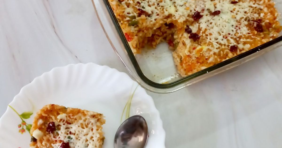 Baked Cheese Rice Recipe by renu bhasin - Cookpad