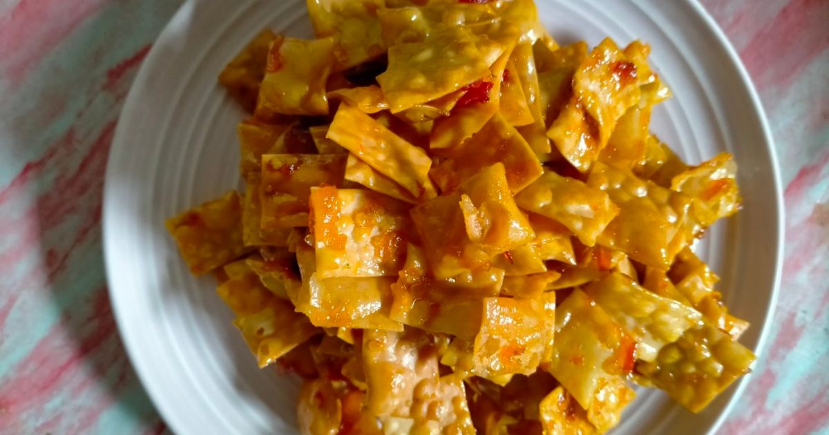 Resep krupuk pangsit pedas pedas manis rumahan enak dan mudah - Cookpad