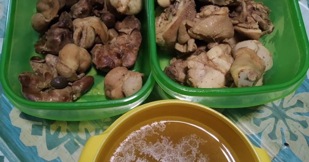 Resep 143. Ayam dan Hati Rebus Bumbu Bawang Putih - ala Mamah Afa oleh ...