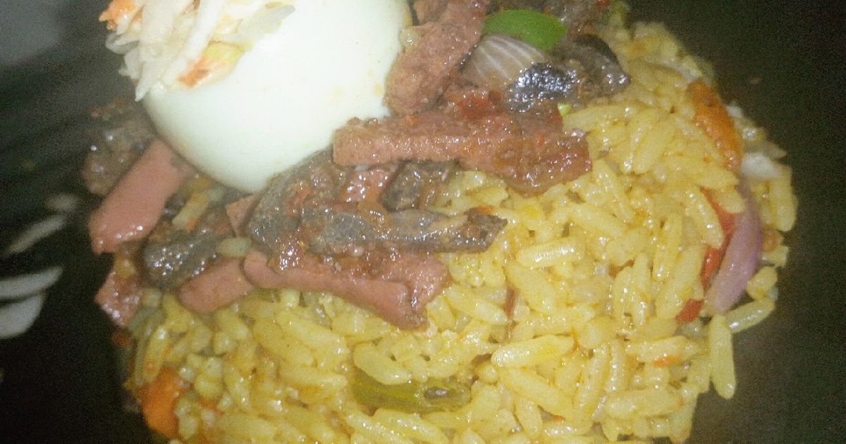 Fried Rice,Peppered Liver And Sausage With Coleslaw Recipe by aysha ...