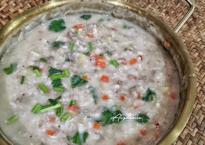 Resipi Bubur Nasi Daging oleh Asz Haniey - Cookpad