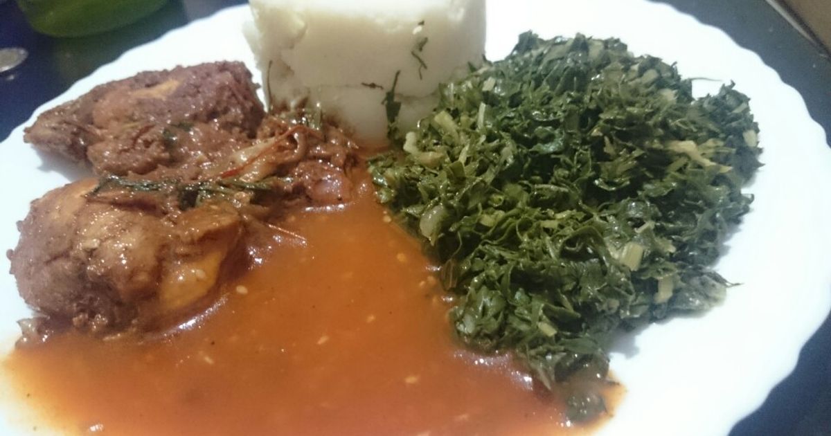 Ugali Fried Chicken Spinach And "Dosaki Sauce" Recipe by Serah Wairimu ...