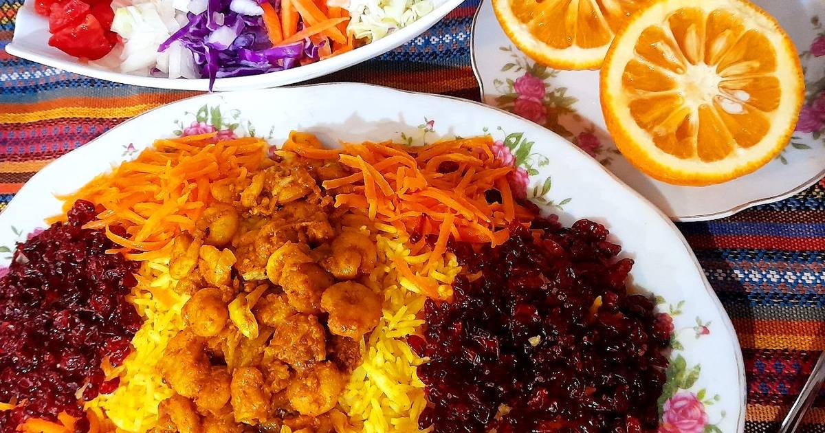طرز تهیه زرشک پلو با میگو و هویج با طعم عالیییی ادویه کاری👌👌 ساده و