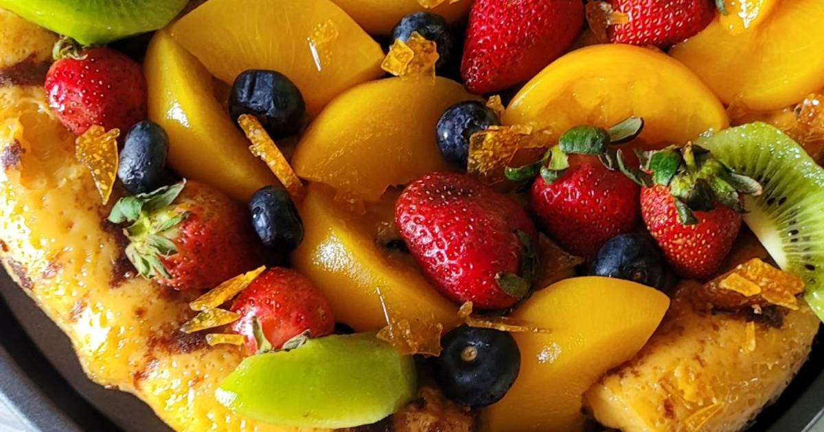 Choco-flan con frutas Receta de MARYHEN- Cookpad