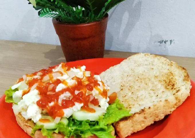 Resep Sandwich roti gandum orak-arik putih telur sayuran untuk diet ...