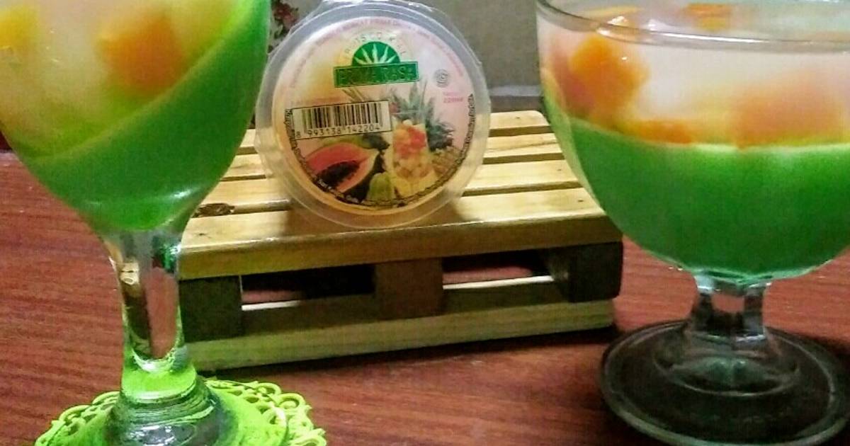 Resep Puding Susu Melon x Cocktail oleh Sarah_Sarah - Cookpad