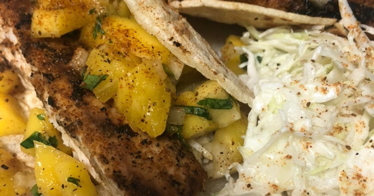 Grilled Mahi Tacos With Pineapple Mango Salsa Recipe By Sherry Randall ...