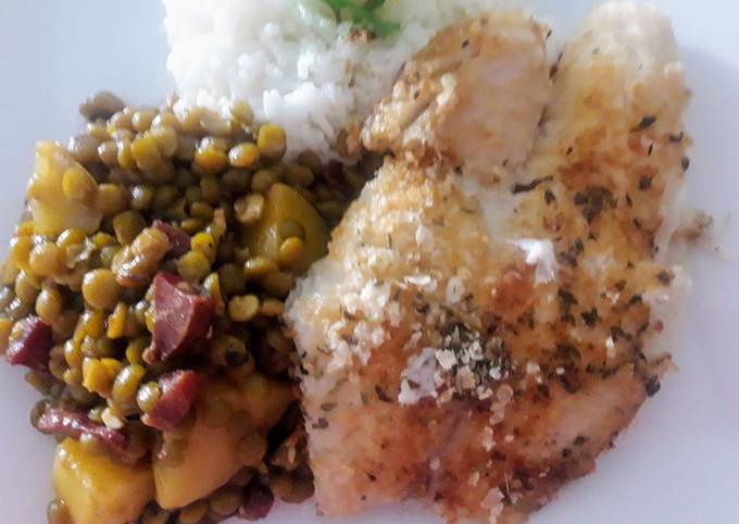 Alverjas Verdes con Filete encostrado de Avena-Quinua y Pan Rallado a ...